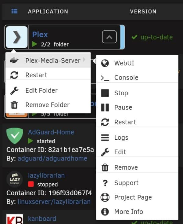 Use Docker Folder to organize containers on Unraid